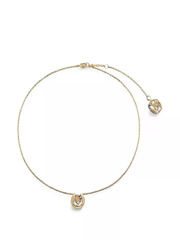 Burberry Plated Brass Horseshoe Motif Necklace - Gold