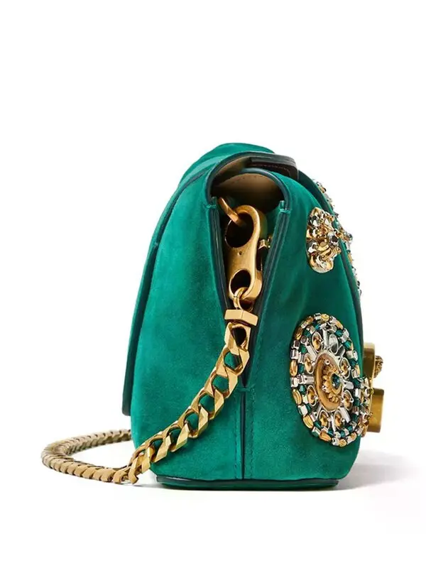 Versace Vivian Embroidered Crosta Suede Clutch