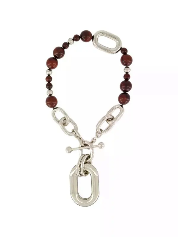 Rabanne Beaded Chain-link Necklace - Silver