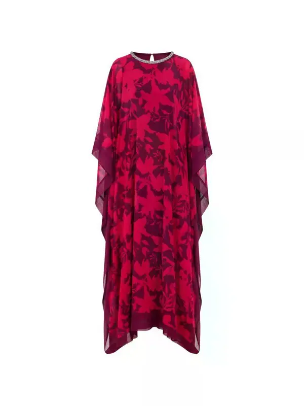 SELF-PORTRAIT Crystal-embellished Floral-print Kaftan Maxi Dress - Pink
