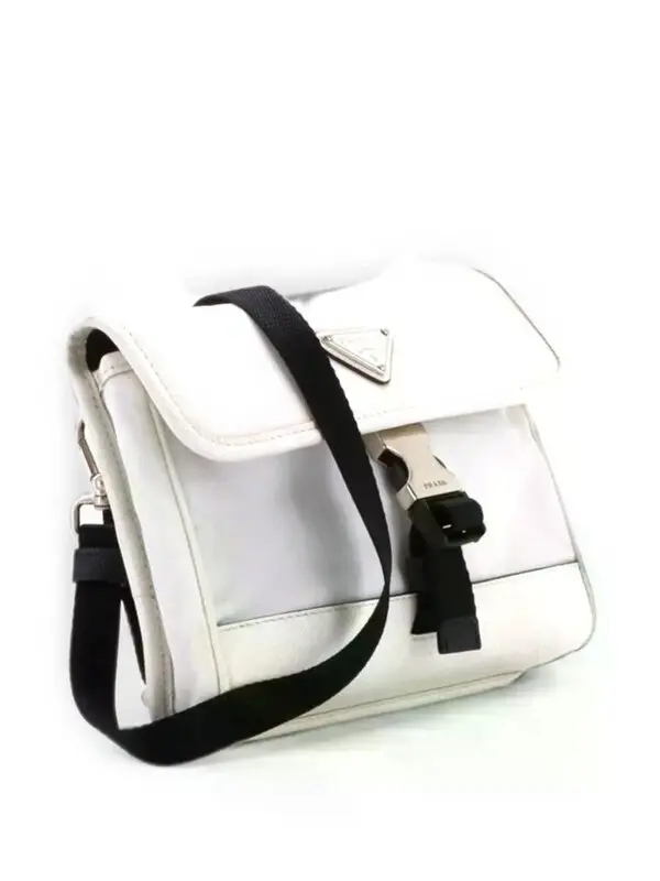 Prada Re-nylon And Leather Buckle Flap Small Crossbody Bag