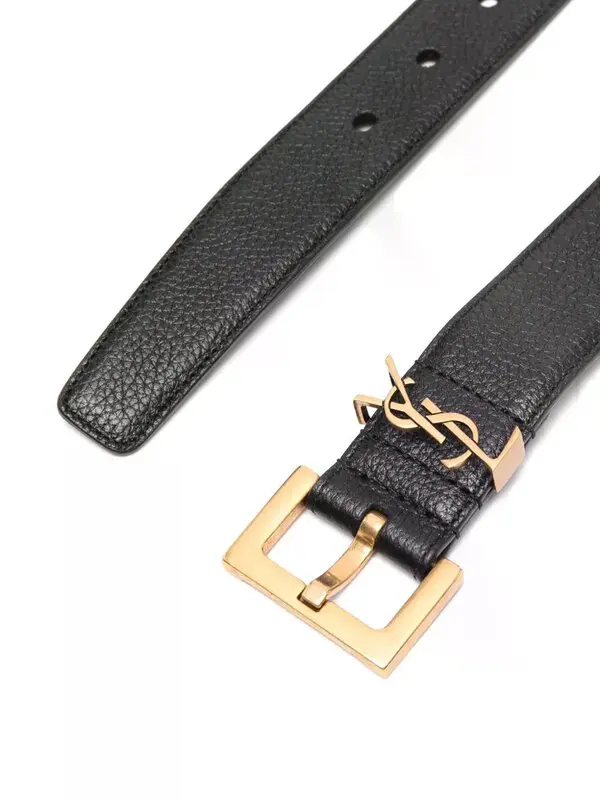 Saint Laurent Cassandre Belt In Grained Leather