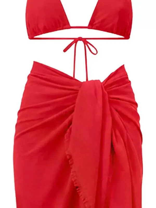 Seafolly Textured Fringed-trim Beach Wrap - Red