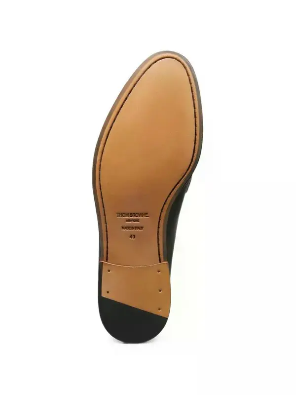 Thom Browne Calf Leather Sole Pleated Varsity Loafer Mules