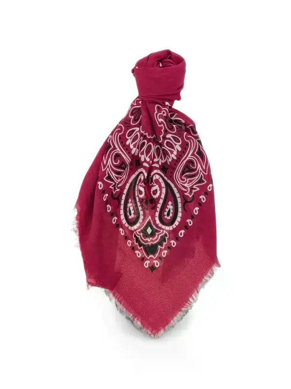 BEYOU Paisley-print Frayed Scarf