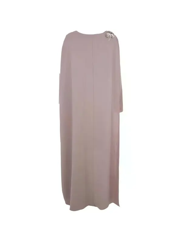 LOODYANA Floral Embellished Cape Overlay Maxi Dress - Neutrals