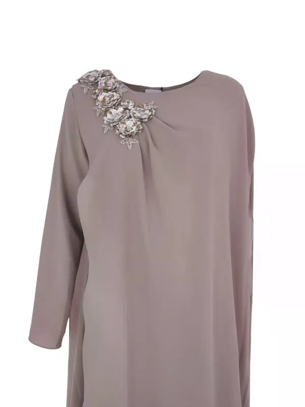 LOODYANA Floral Embellished Cape Overlay Maxi Dress