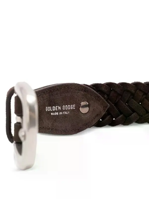 GOLDEN GOOSE Houston Belt In Woven Suede With Micro-studs - Brown