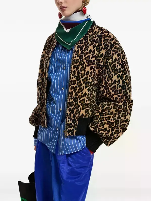 Essentiel Antwerp Leopard Print Bomber Jacket