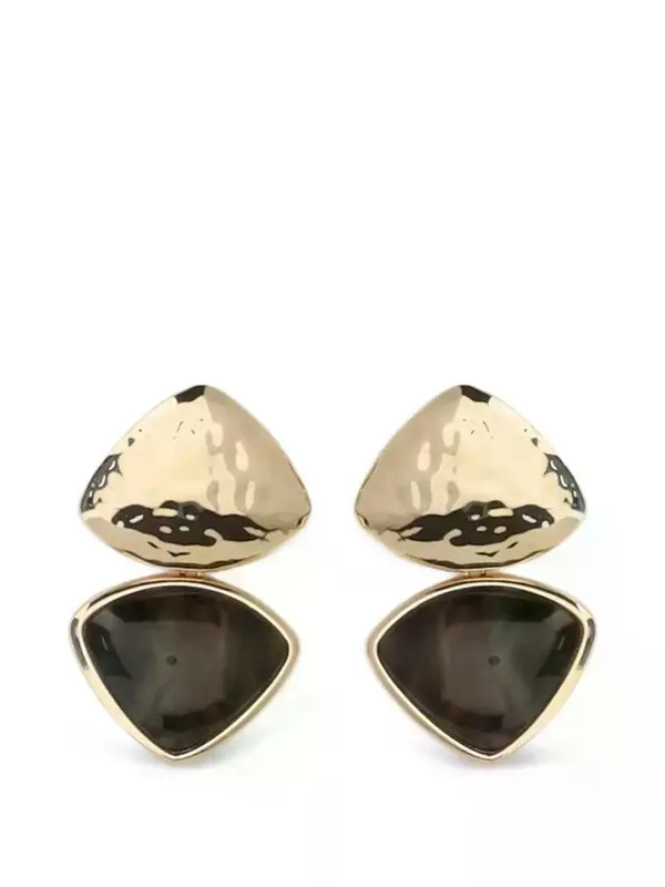 SELF-PORTRAIT Hammered Enamel Detail Earrings - Gold