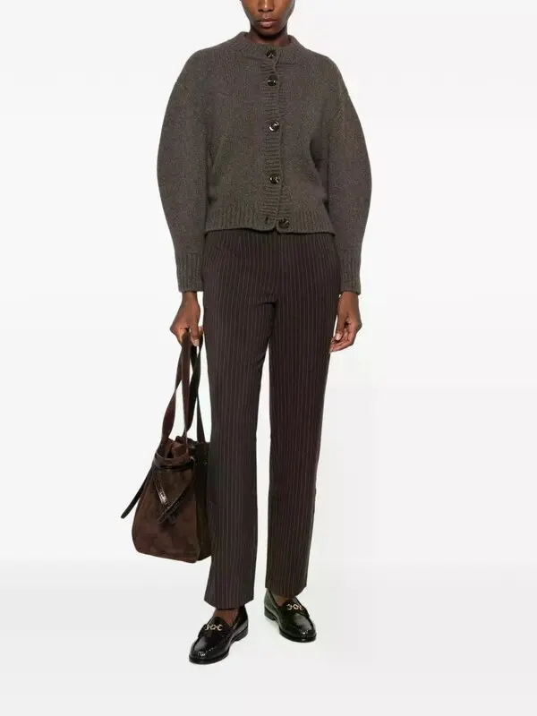 YERSE Dark Pinstripe Pattern Straight Leg Trousers