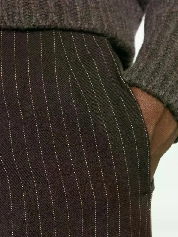 YERSE Dark Pinstripe Pattern Straight Leg Trousers
