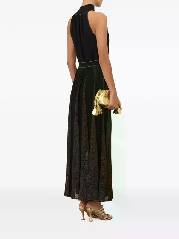 Zimmermann Valiant Metallic Halter Maxi Dress - Black