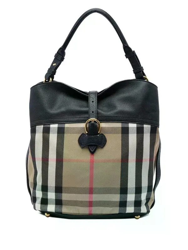 Burberry 2000-2017 Medium Mega Check Canvas And Leather Sycamore Hobo Satchel - Brown