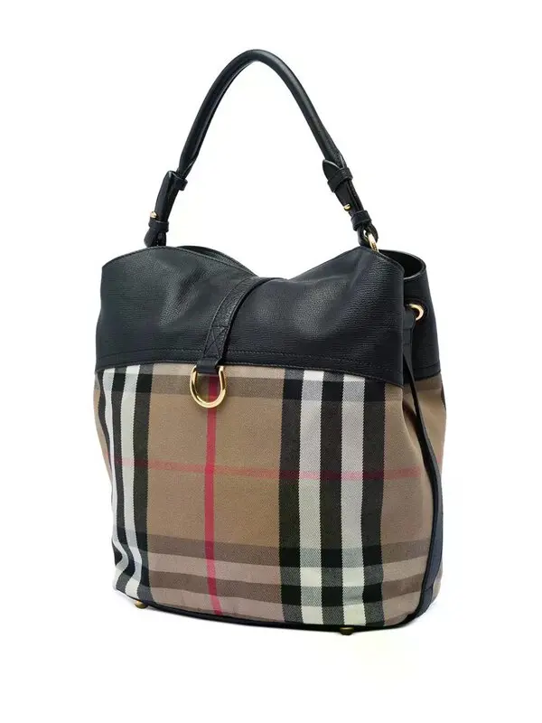 Burberry 2000-2017 Medium Mega Check Canvas And Leather Sycamore Hobo Satchel
