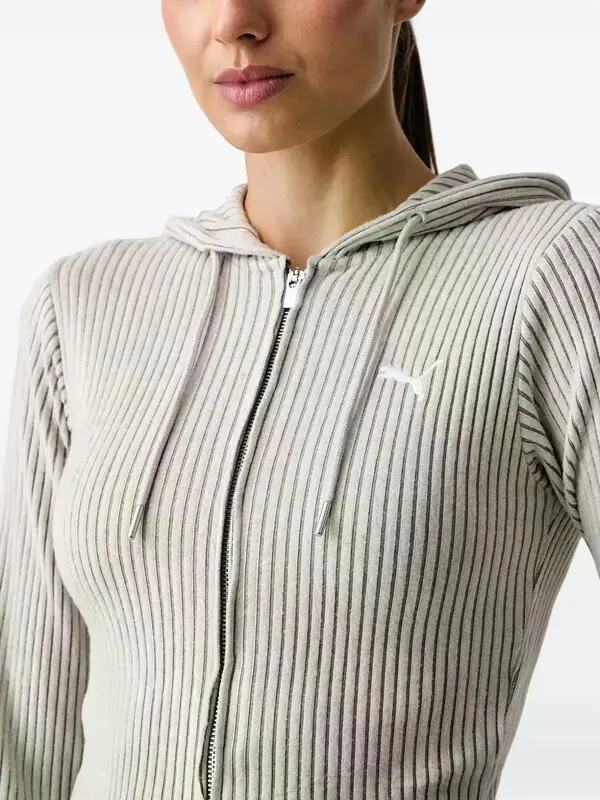 PUMA Essentials Ribbed Cropped Hoodie - Grey