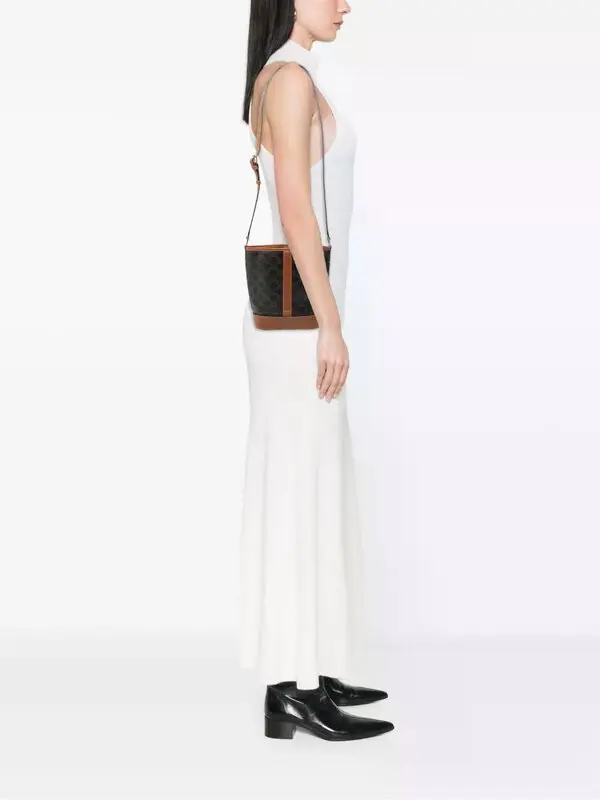 Celine 2023 Small Triomphe Coated Canvas Bucket Bag - Brown