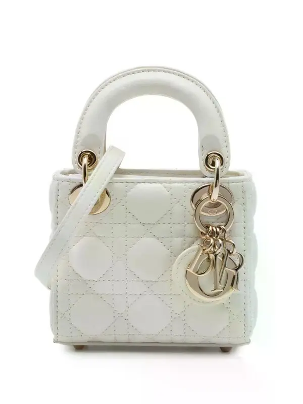 Dior Micro Lady Lambskin Satchel - White