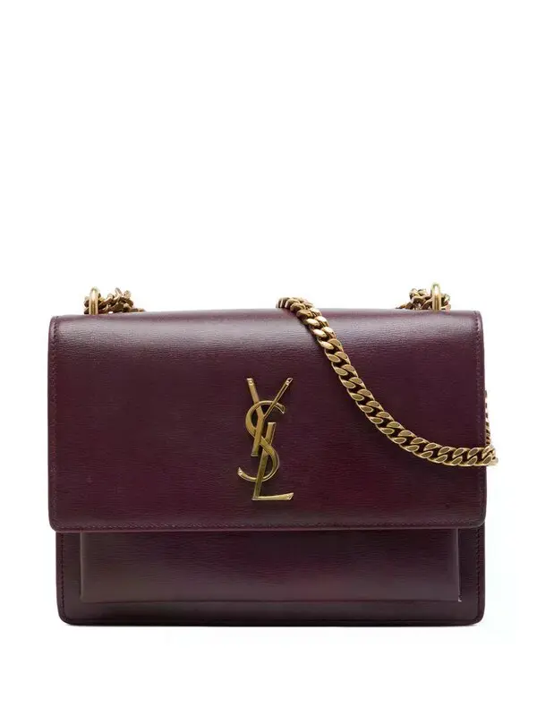 Saint Laurent 2018 Medium Calfskin Monogram Sunset Crossbody Bag - Red