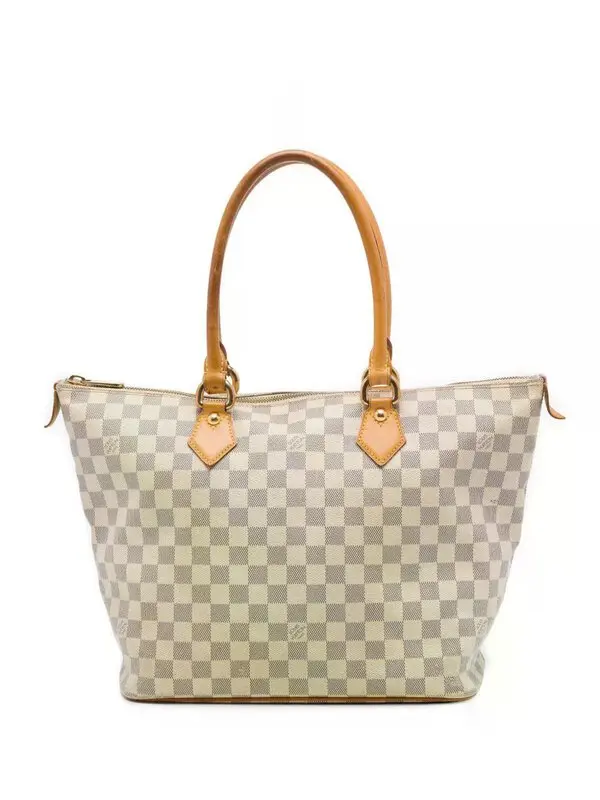 LOUIS VUITTON Damier Azur Saleya Mm Tote Bag - White