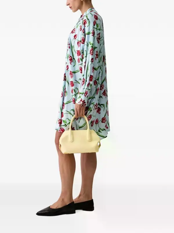 Kenzo Tulip-print Pintuck-pleat Mini Dress - Blue