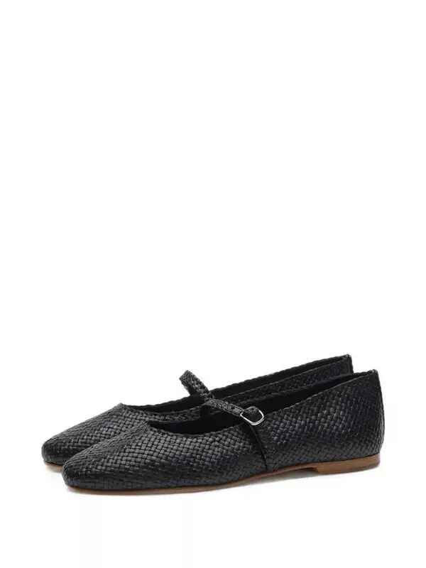 LOTTUSSE Woven Leather Ballet Flats With Buckle Detail