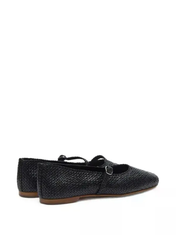 LOTTUSSE Woven Leather Ballet Flats With Buckle Detail