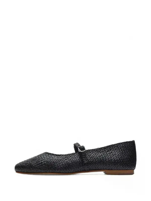LOTTUSSE Woven Leather Ballet Flats With Buckle Detail