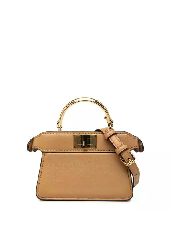 Fendi 2010-2026 Nano Calfskin Peekaboo Iseeu Maxi Handle Satchel - Brown