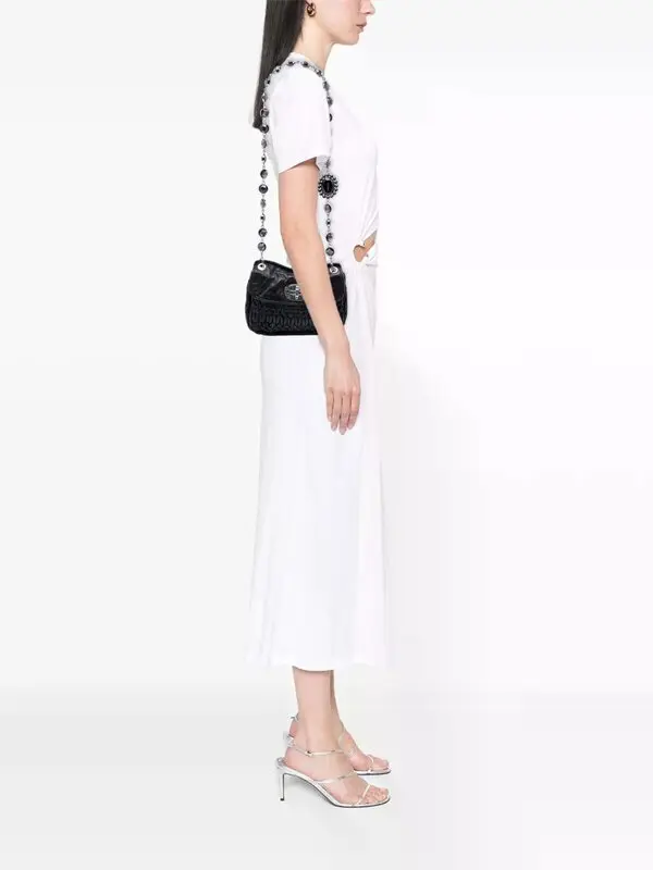 Miu Miu Matelasse Nappa Crystal Chain Crossbody Bag - Black