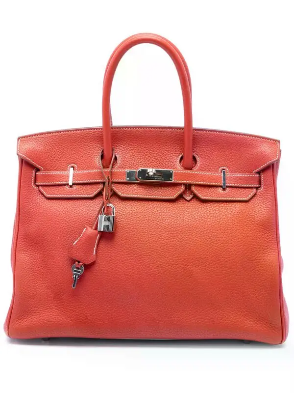 Hermès 2011 Limited Edition Bicolor Clemence Birkin Retourne 35 Handbag - Orange