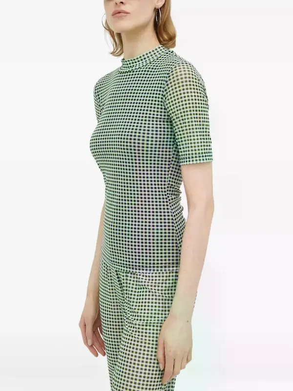 RÉSUMÉ Gingham Print Mesh T-shirt