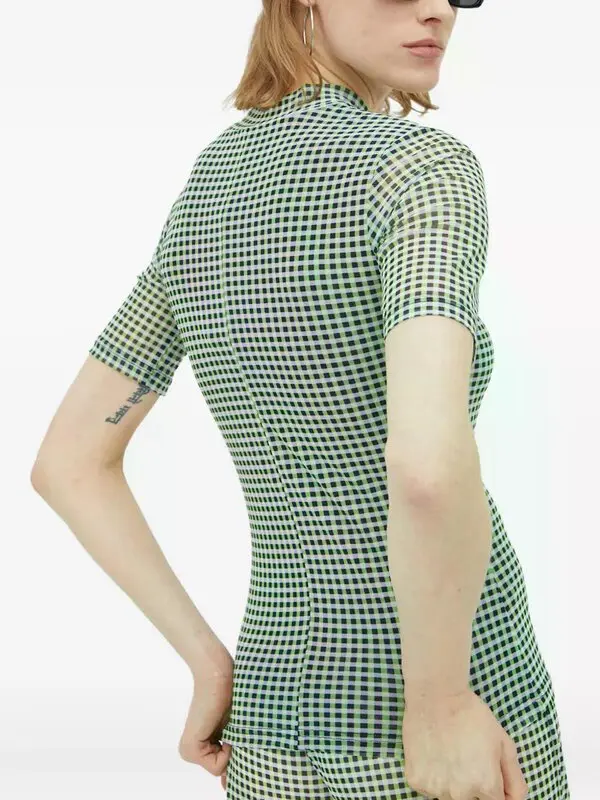RÉSUMÉ Gingham Print Mesh T-shirt
