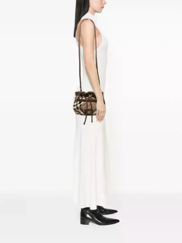 Burberry Supernova Check Wool Drawstring Crossbody Bag