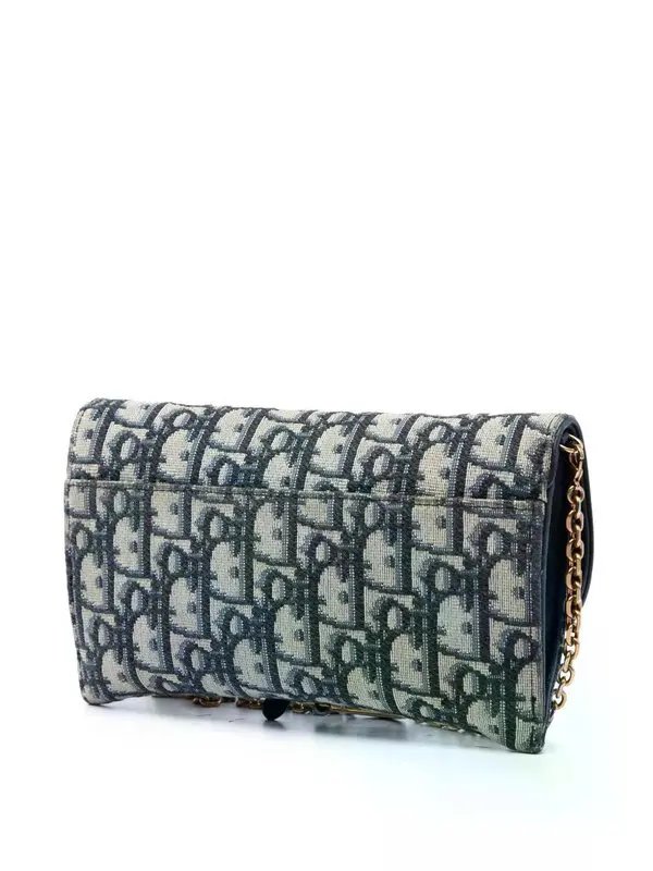 Dior Oblique Canvas Saddle Wallet On Chain Crossbody Bag - Blue