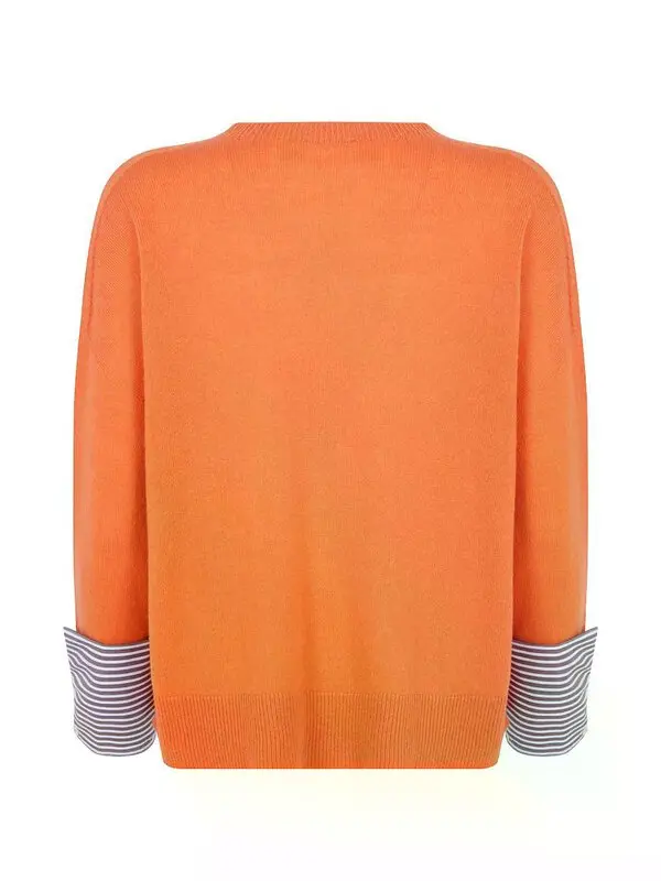 WHYCI Striped Cuff Wool Sweater - Orange