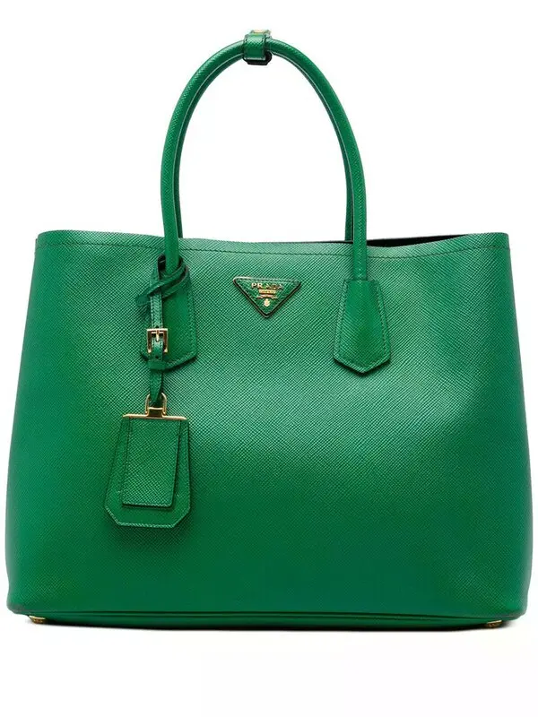 Prada Saffiano Cuir Double Satchel - Green