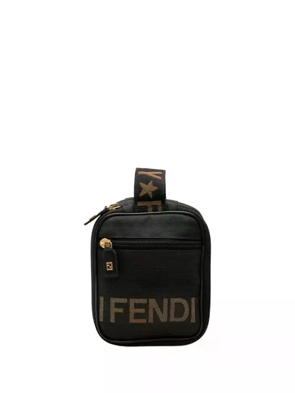 Fendi 20th Century Nylon Square Pouch Vanity Bag - Black