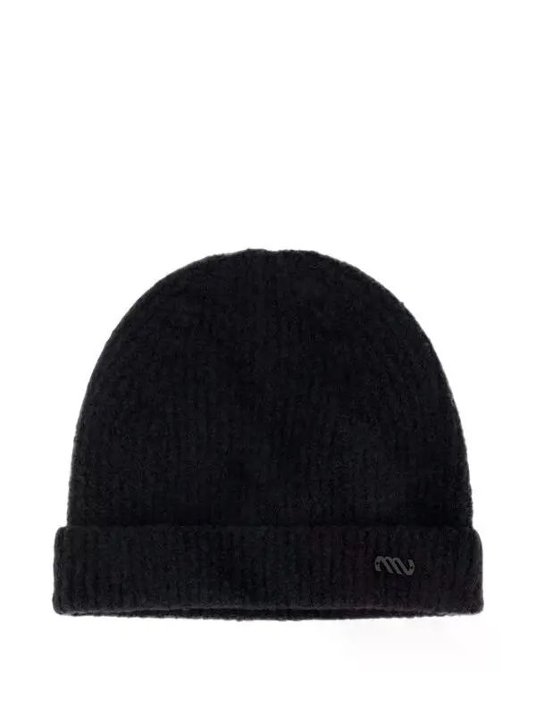 MASSIMO OSTI STUDIO Bouclé Beanie With Logo Plaque