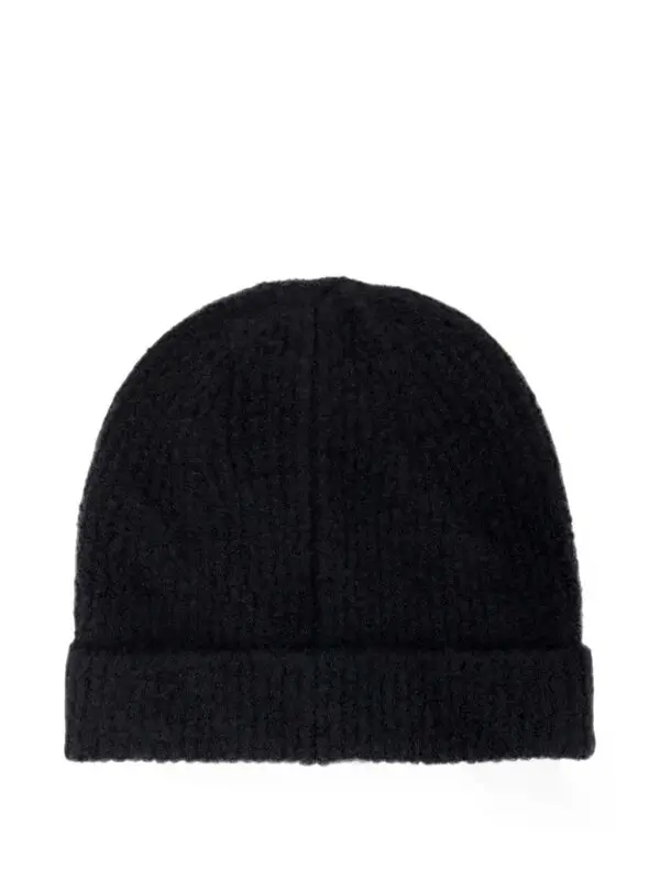 MASSIMO OSTI STUDIO Bouclé Beanie With Logo Plaque