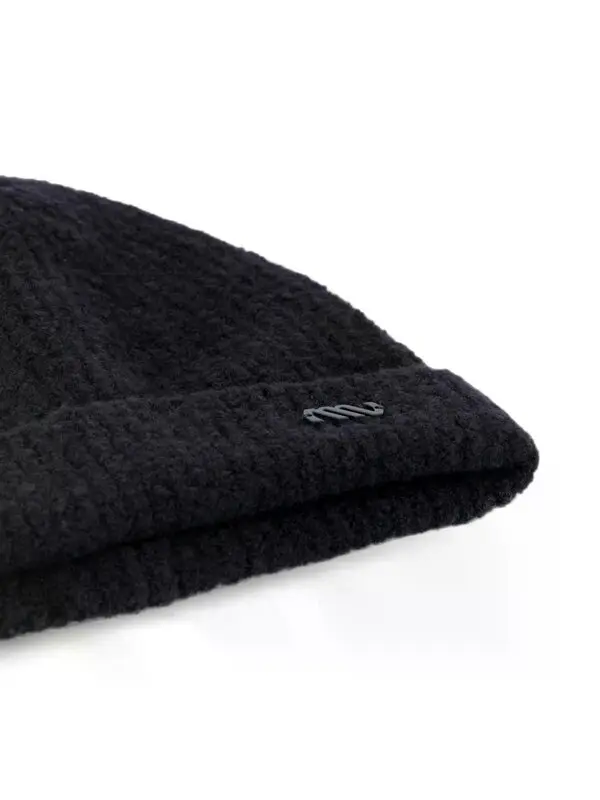MASSIMO OSTI STUDIO Bouclé Beanie With Logo Plaque