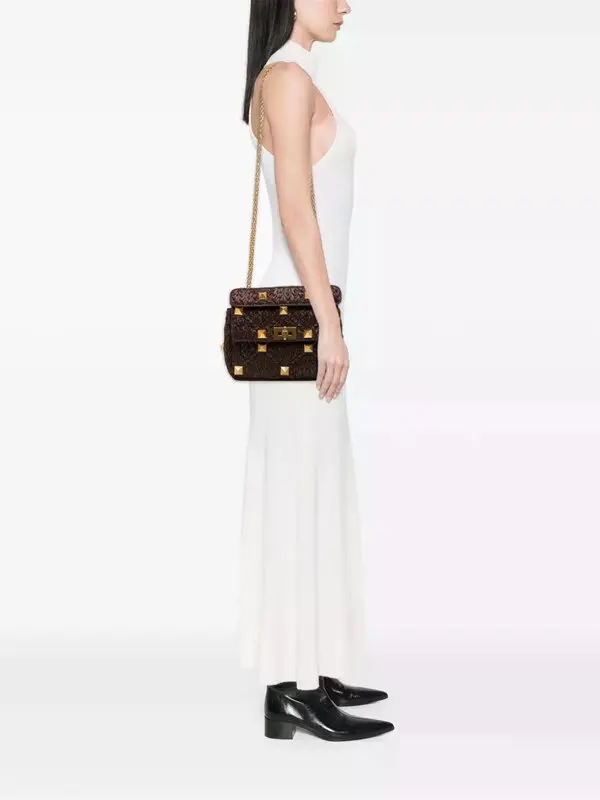 Valentino Garavani 2018-2026 Medium Raffia Roman Stud Satchel