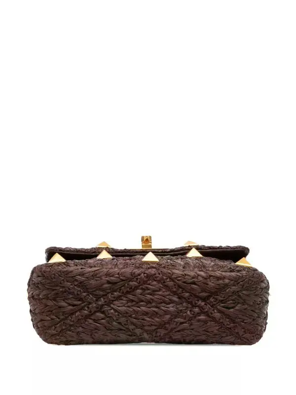 Valentino Garavani 2018-2026 Medium Raffia Roman Stud Satchel