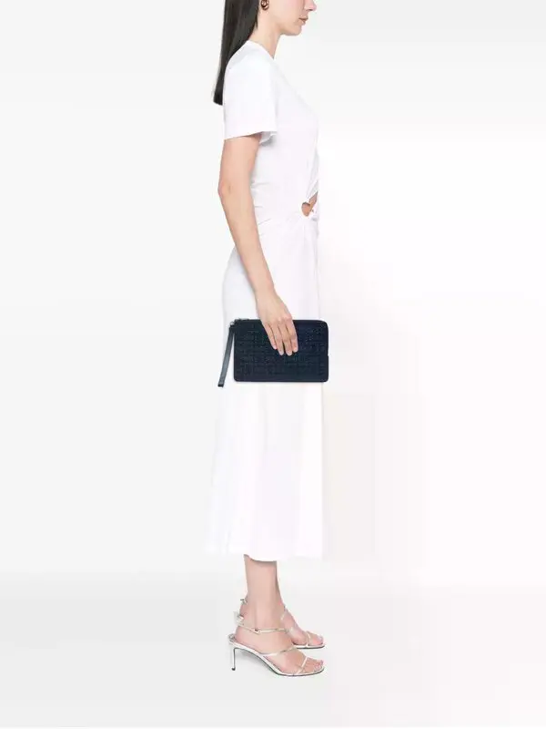 Loewe 2018 Embossed Anagram Calfskin Repeat Double Flat Pouch Clutch Bag