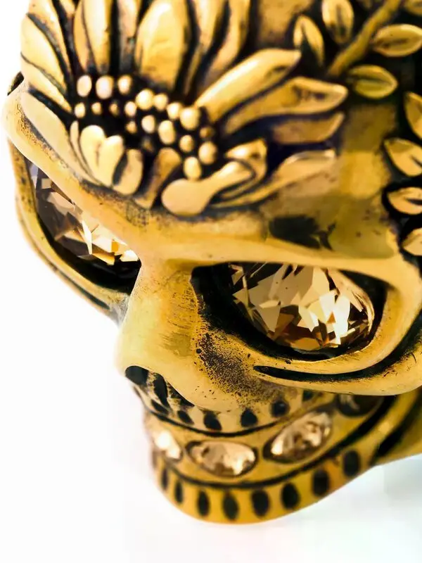 Alexander McQueen Floral Skull Cocktail Ring
