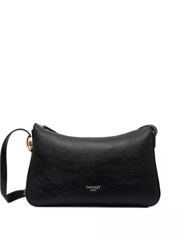 TWINSET Logo-plaque Leather Shoulder Bag - Black