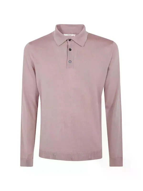 NUUR Long-sleeve Wool Polo Shirt - Pink