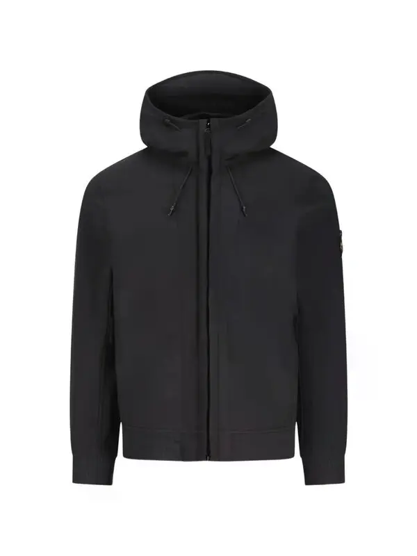 Stone Island Q100004 Soft Shell-r_e.dye® Hooded Jacket With Wind- And Water-resistant Membrane - Black