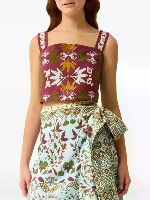 MARIE OLIVER Payton Embroidered Cropped Top - Multicolour