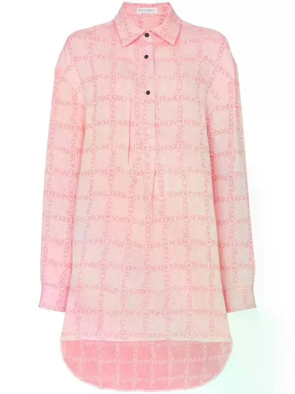 JW Anderson Bubblegum Logo Grid Tunic Linen Shirt